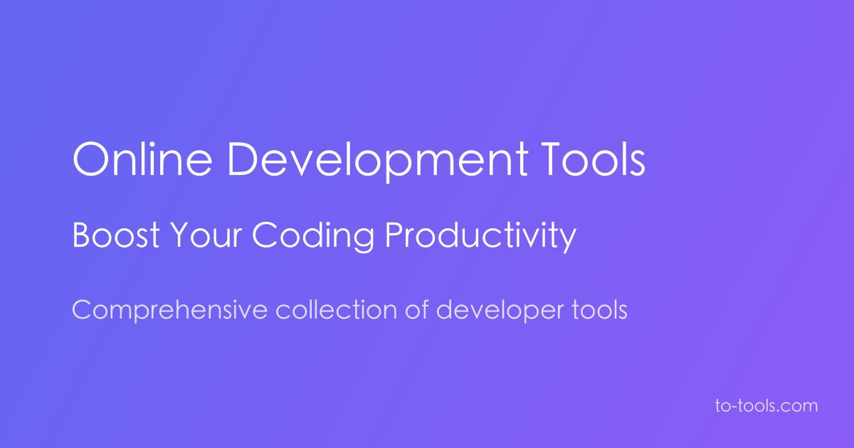 Online Development Tools - To-Tools